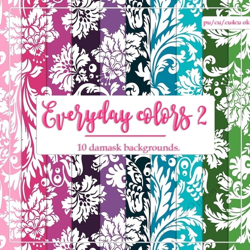 Everyday Colors 2 - Damask Patterns A4 Size Digital Backgrounds - Set 1 ...