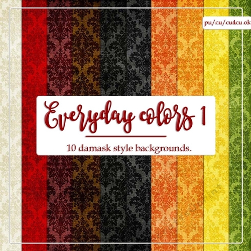 Everyday Colors 1 - Damask Patterns A4 Size Digital Backgrounds - Set 2 ...