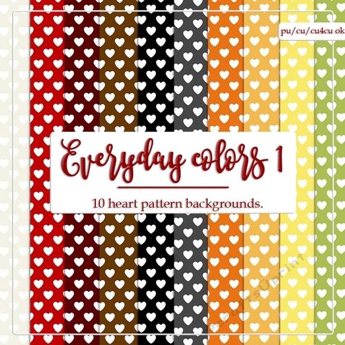 Everyday Colors 1 - Hearts Patterns A4 Size Digital Backgrounds ...