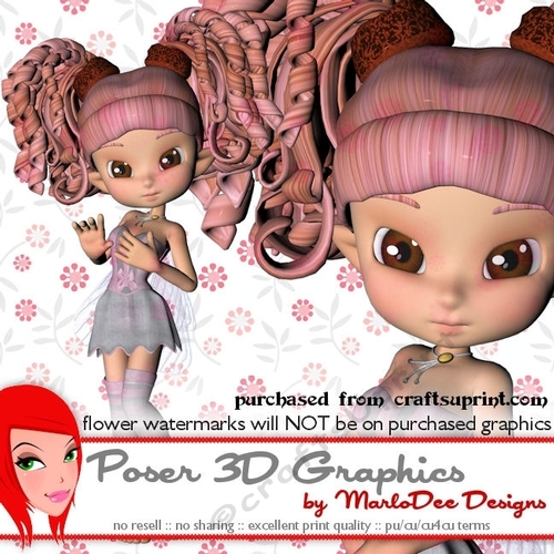 Cute Little Pink & Grey Cookie Character Fairy Poser Graphics ...