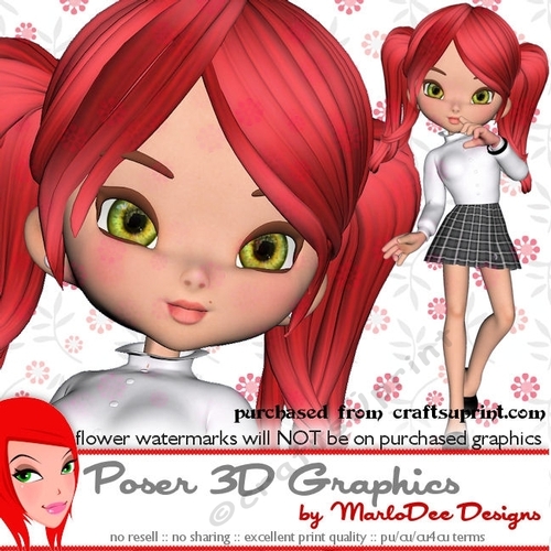 Cute School Girl Cookie Character Poser Graphics pkg1 - CUP731210_70864 ...