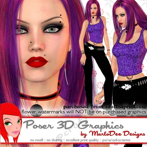 Sexy Punk Woman Poser Graphics set 1 - CUP731287_70864 | Craftsuprint