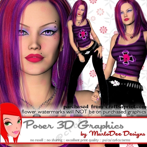 Sexy Punk Woman Poser Graphics set 4 - CUP731291_70864 | Craftsuprint