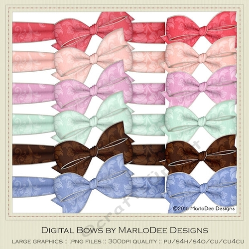 Spring Colors 5 Digital Bows pkg 1 - CUP736906_70864 | Craftsuprint