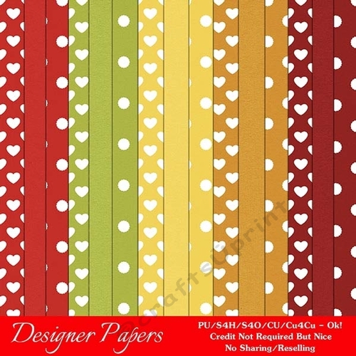 Fall Season Colors 1 Heart & Polka Dot Pattern Scrapbook Size ...