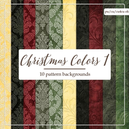 Christmas Colors 1 A4 Size Digital Paper Backgrounds - Damask & Floral ...