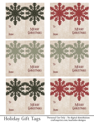 Merry Christmas Gift Tags - Red & Green Snowflake - Folding Design ...