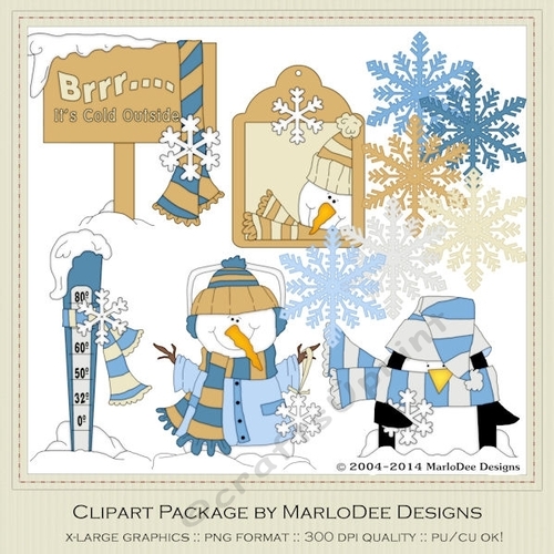 Brrr Its Cold Outside Snowman & Penguin - Colors 4 - Clip Art Graphics ...