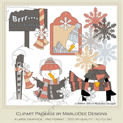 Brrr Its Cold Outside Snowman & Penguin - Colors 6 - Clip Art Graphics ...