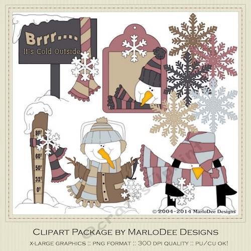 Brrr Its Cold Outside Snowman & Penguin - Colors 8 - Clip Art Graphics ...