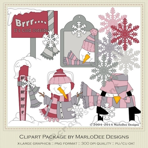 Brrr Its Cold Outside Snowman & Penguin - Colors 13 - Clip Art Graphics ...