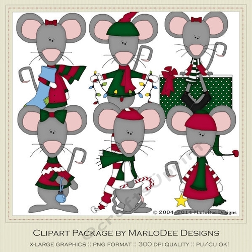 Grey Christmas Mouse - Clip Art Graphics - CUP753955_70864 | Craftsuprint