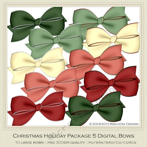 Christmas Colors 5 Digital Bows Graphics - CUP754058_70864 | Craftsuprint