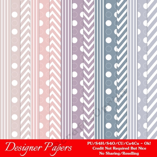 Winter Season Colors 10 Chevron, Dots and Stripes Patterns Digital ...