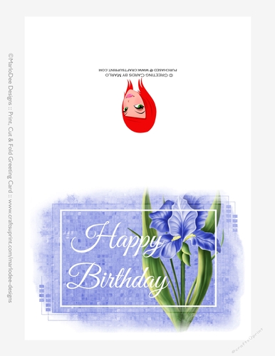 Beautiful Blue Iris Flower | Happy Birthday 5x7 Quick Cut & Fold ...