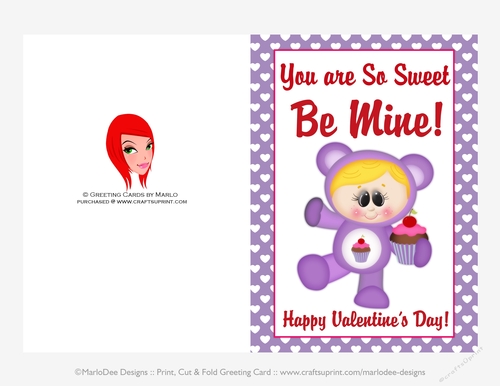 You are So Sweet - Childrens Printable Valentines Day 5x7 Greeting Card ...