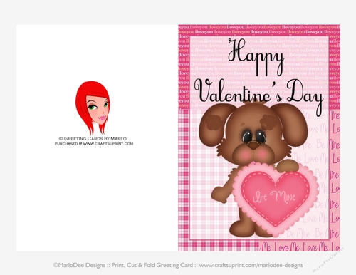 Be Mine - Childrens Printable Valentines Day 5x7 Greeting Card - Puppy ...