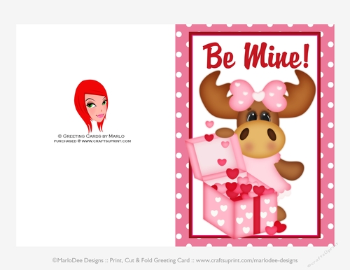 Be Mine - Childrens Printable Valentines Day 5x7 Greeting Card - Molly ...