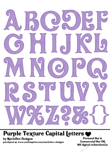 Purple Textured Capital Letters 5x7 Alphabet Sheet - OLVR - CUP759131 ...