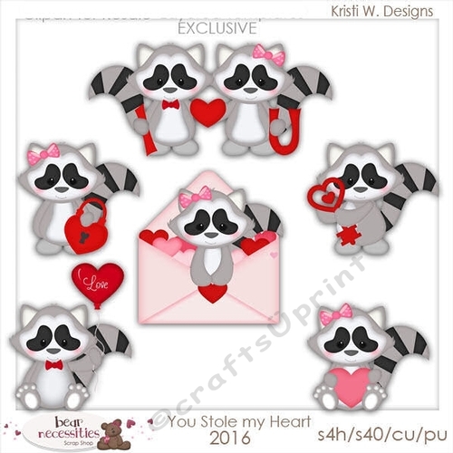You Stole My Heart Raccoon Clip Art Graphics - CUP760935_70864 ...