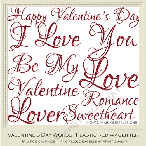 Red Glitter Texture Script Valentines Day Word Art Graphics - CUP761382 ...