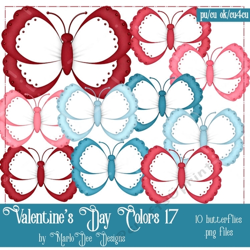 Valentines Day Colors 17 - Butterfly Graphics Package 1 - CUP764041 ...