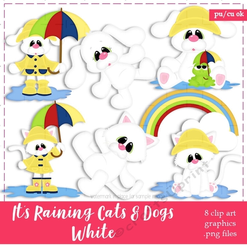 Its Raining White Dogs & Cats Clipart - CUP769402_70864 | Craftsuprint
