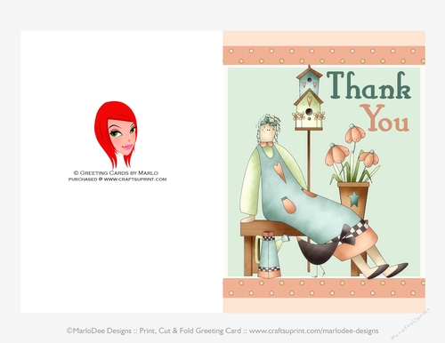 Primitive Girl - Thank You 5x7 Cut & Fold Card (CU Allowed) - CUP773412 ...