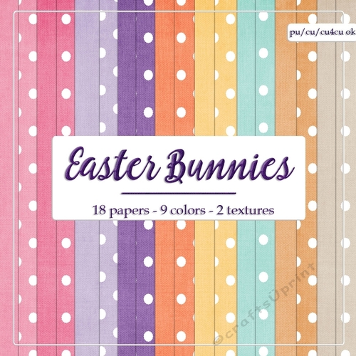 Easter Bunnies Cardstock & Polka Dots A4 Digital Paper Backgrounds ...