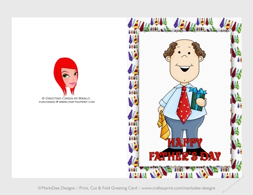 Silly Father with Neck Ties | Cut & Fold 5x7 Happy Fathers Day Card 1 ...