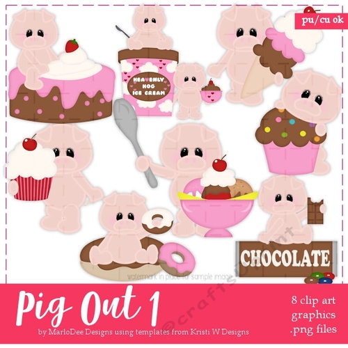 Pig Out - Pig Clip Art Graphics - CUP786797_70864 | Craftsuprint