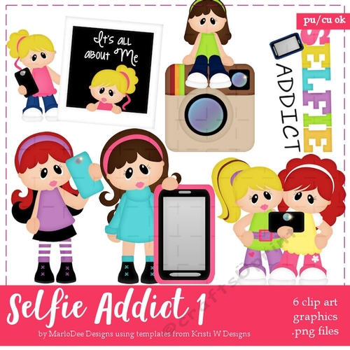 Selfie Addict 1 - Girls Clip Art Graphics - CUP786811_70864 | Craftsuprint