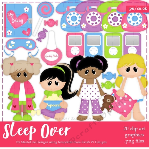 Sleep Over - Girls Clip Art Graphics - CUP786814_70864 | Craftsuprint