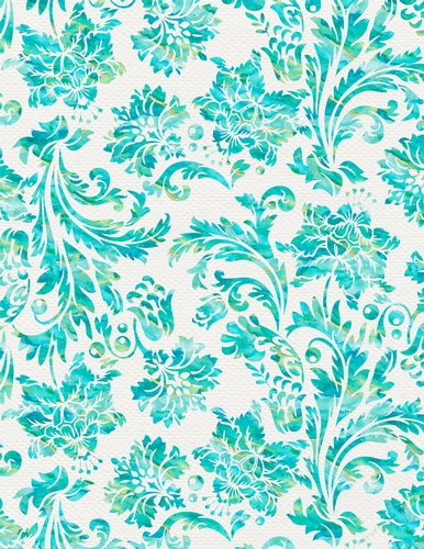 Ocean Blue Watercolor - Damask Floral Design A4 Size Backing Paper ...