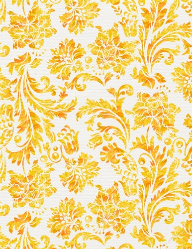Golden Yellow Watercolor - Damask Floral Design A4 Size Backing Paper ...