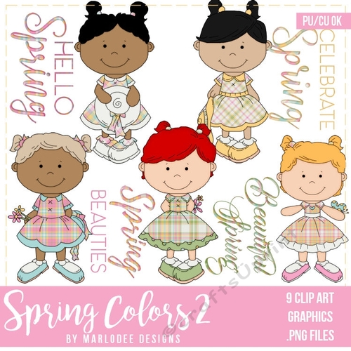 Plaid Dress Spring Girls Clipart Graphics (set 1) - CUP874547_70864 ...
