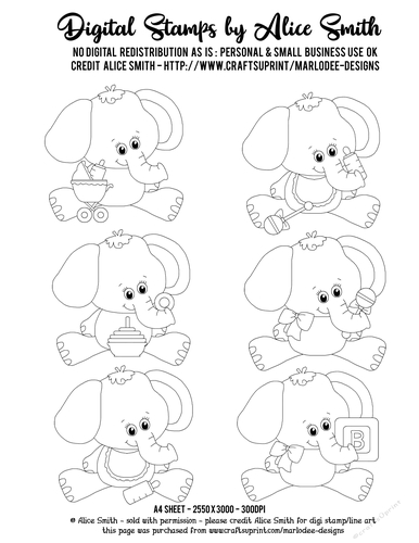 Baby Elephants {set 2} - Digital Stamp Graphics - CUP883792_70864 ...