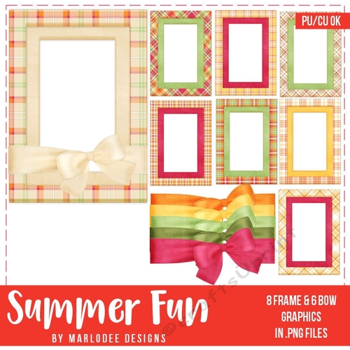 Summer Fun - Vertical Plaid Frames & Bow Graphics {set 2} - CUP886831 ...