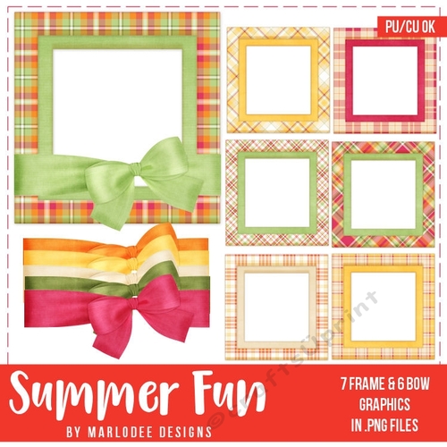Summer Fun - Plaid Square Frames & Bow Graphics {set 2} - CUP886833 ...