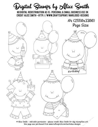 Birthday Hippos - Digital Stamp Graphics - CUP888893_70864 | Craftsuprint