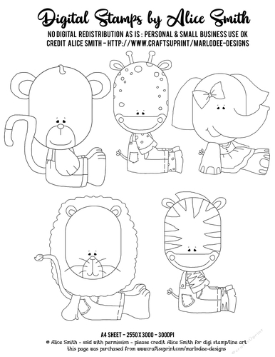 Day at the Zoo Animals - Digital Stamp Graphics - CUP889095_70864 ...