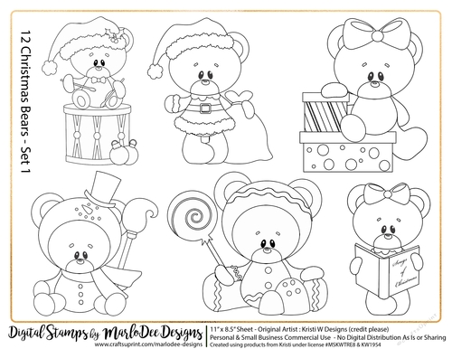 Christmas Teddy Bears Set 1 - Digital Stamps - CUP970404_70864 ...