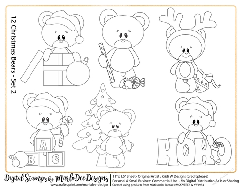 Christmas Teddy Bears Set 2 - Digital Stamps - CUP970406_70864 ...