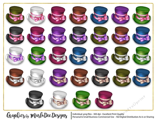 Top Hats with Little Bows Graphics (set 2) - CUP996834_70864 | Craftsuprint