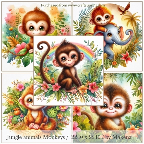 Jungle Animals / Monkey Card fronts - CUP1364661_79156 | Craftsuprint