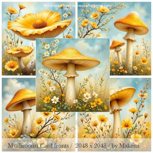 Mushrooms Card fronts - CUP1375743_79156 | Craftsuprint