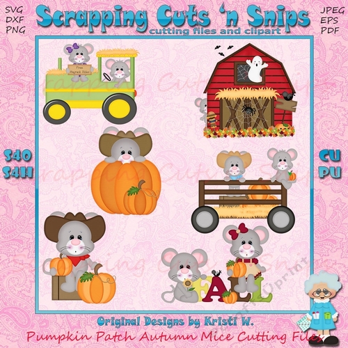 Pumpkin Patch Autumn Mice Cutting Files - CUP1084118_79886 | Craftsuprint