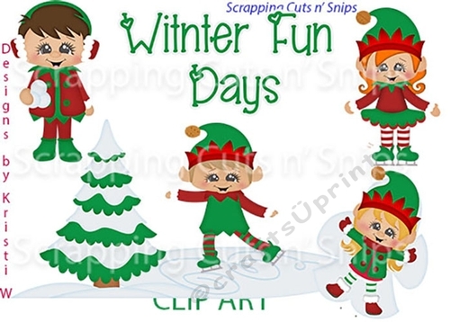 Winter Fun Elves ClipArt - CUP838607_79886 | Craftsuprint