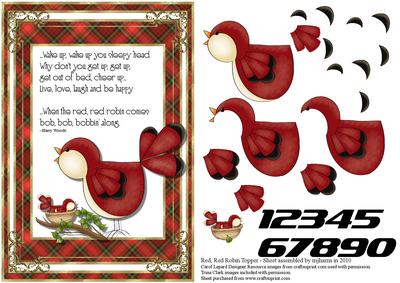 Red, Red Robin Card Topper - CUP110783_99 | Craftsuprint