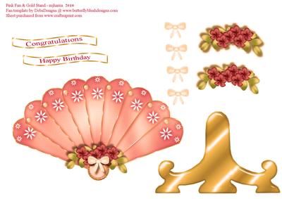 Peach Colored Fan & Stand - CUP133665_99 | Craftsuprint